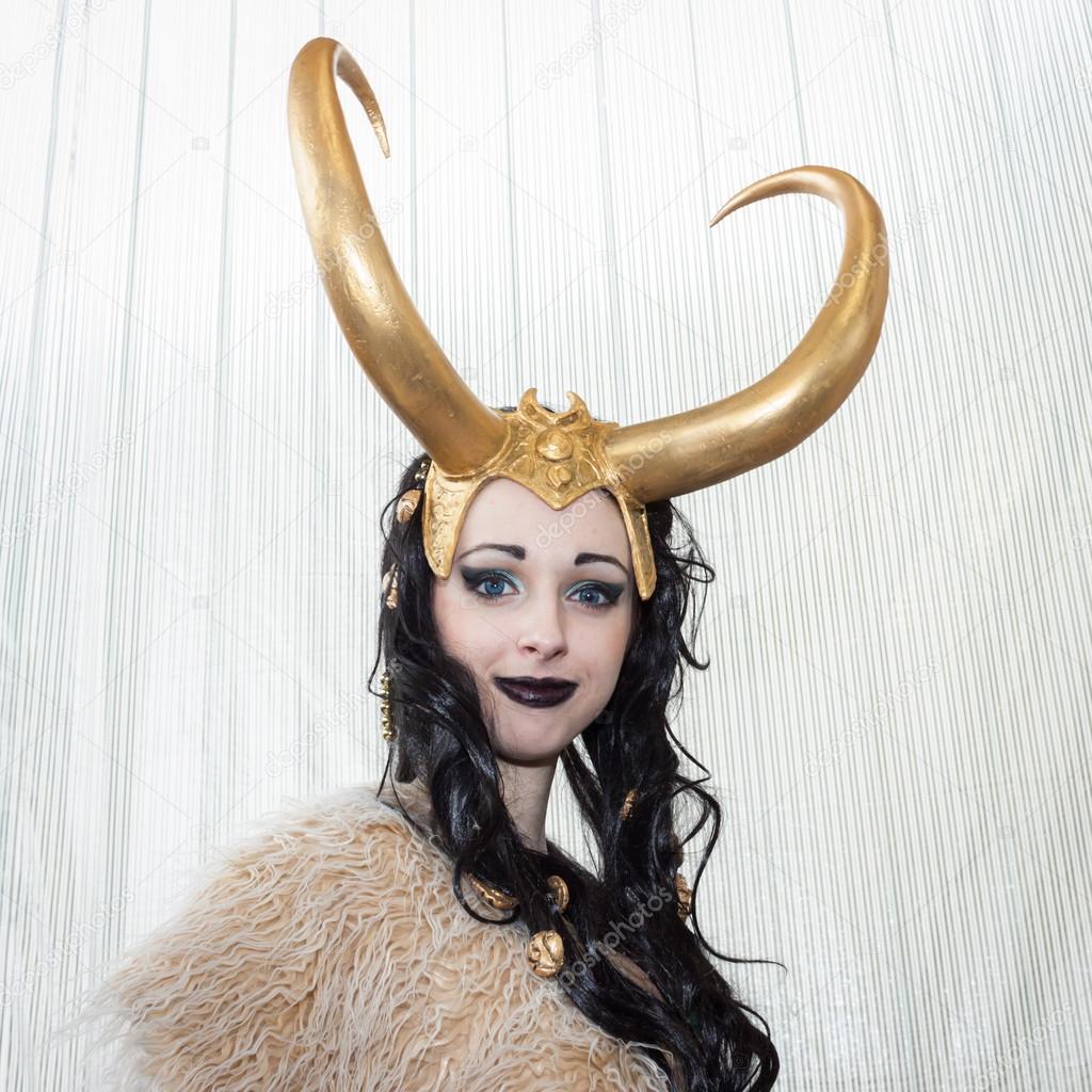 Beautiful cosplayer girl posing at Festival del Fumetto convention in ...