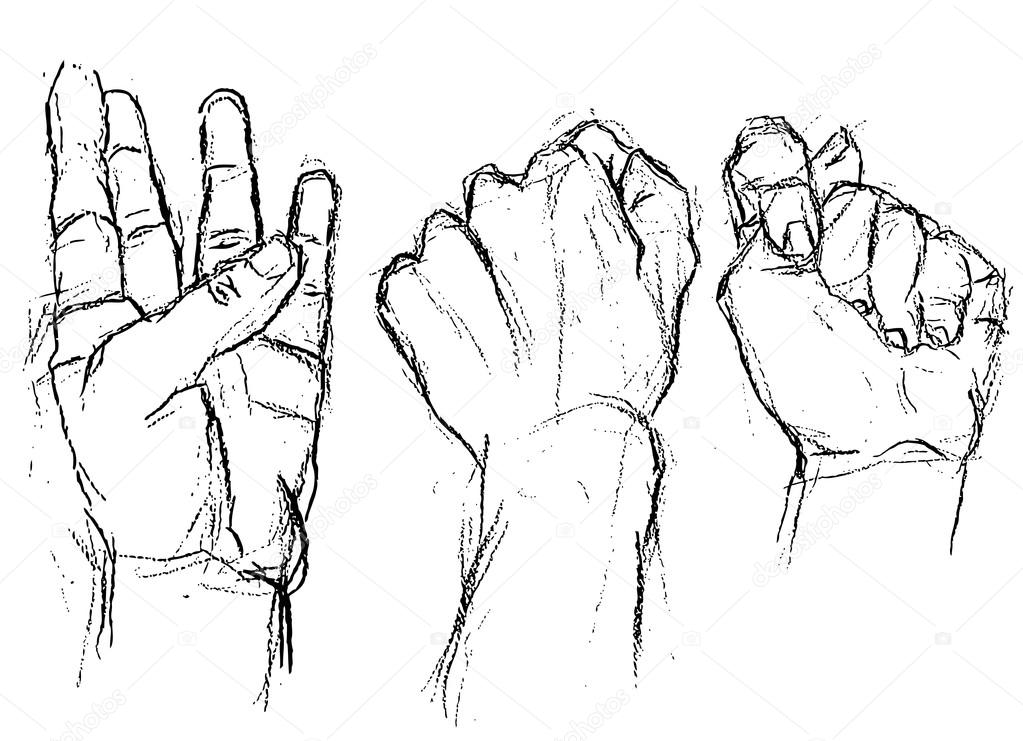 Three different hand positions — Stock Vector © zelena #21207943