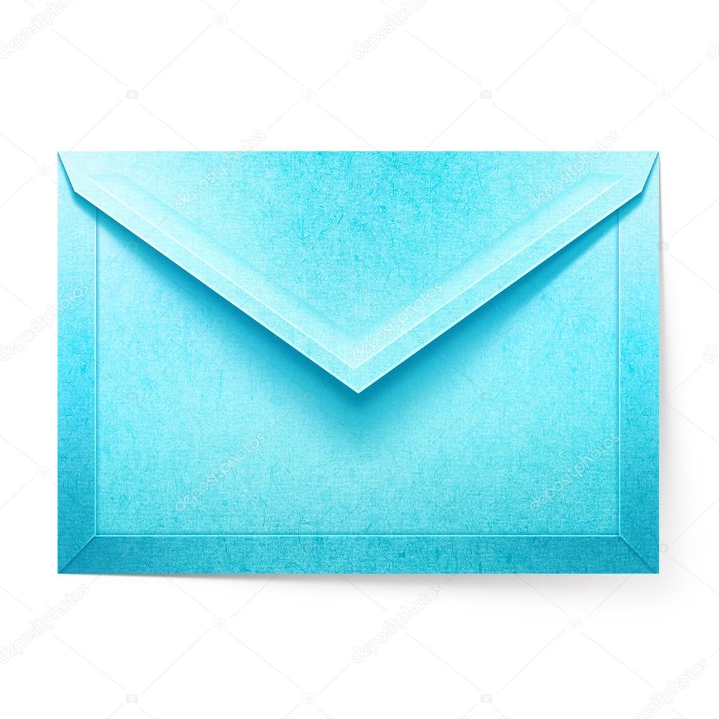 Sobre de carta azul. Ilustración de corte de papel aislado 2024