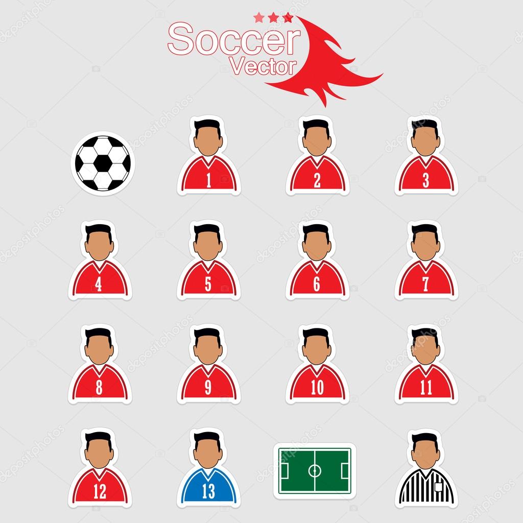 Iconos de jugador de fútbol con fondo blanco Vector de stock por ...