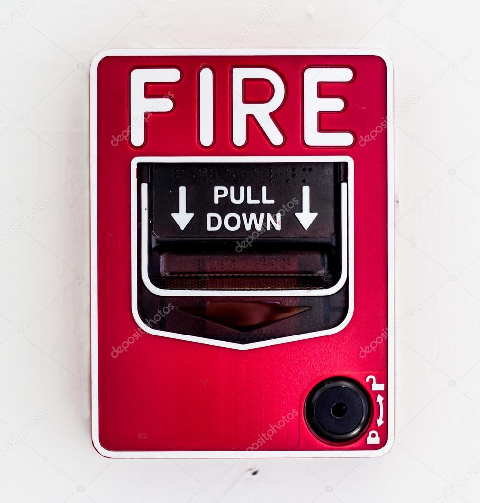 Fire alarm box on cement wall for warning and security system — Stock ...