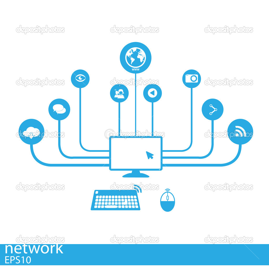 Social network background with media icons Stock Vector by ©photoraidz ...