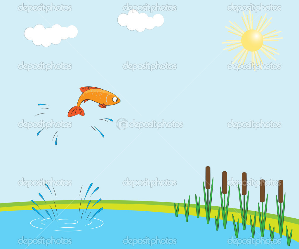 Fish jumping Stock Vector by ©polosatik 26045215