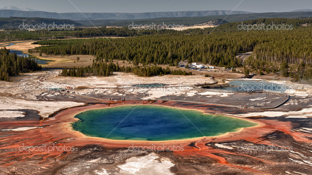 Yellowstone Grand Prismatic Spring aerial view — Stock Photo © izanbar ...