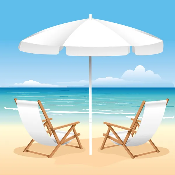 Beach Chairs And Umbrella — Stock Vector © Bogalo 8115574