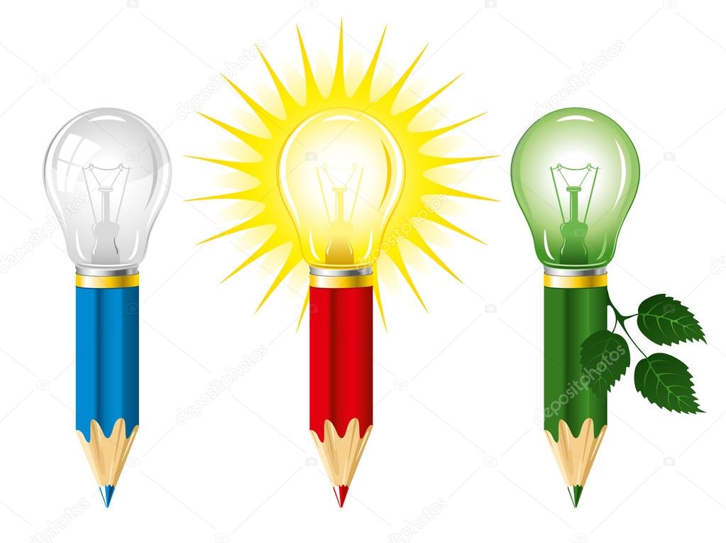 Pencils and light bulbs Stock Vector Image by ©Pazhyna #16786845