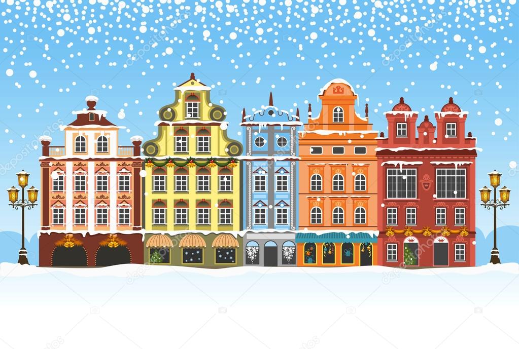 Christmas in a snowy city — Stock Vector © Pazhyna #16787187