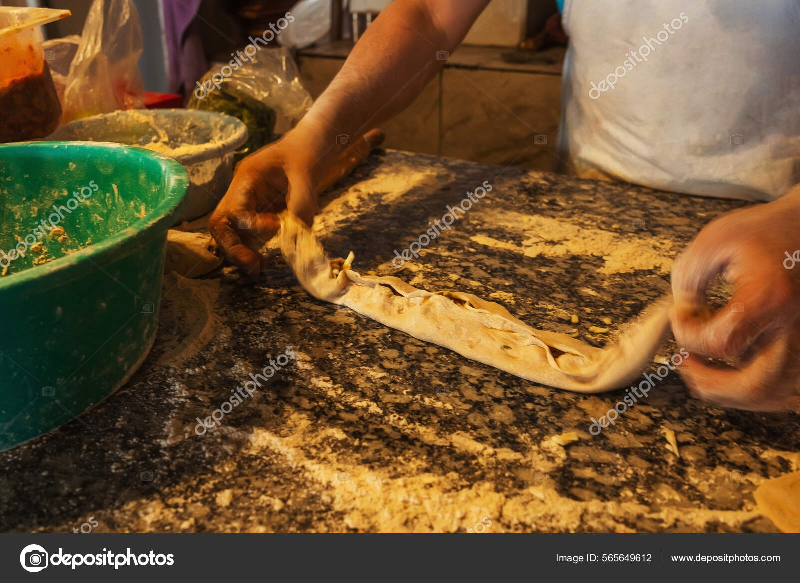 Cooking Closed Pie Pide Turkey Traditional Turkish Unsweetened Pie Male ...