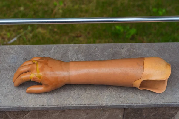 old artificial hand on the pavement of the city of istanbul. lost ...