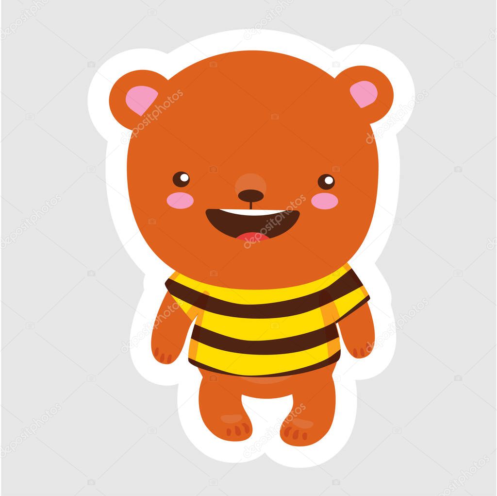 Lindo osito en estilo de dibujos animados con camiseta de abeja sobre ...
