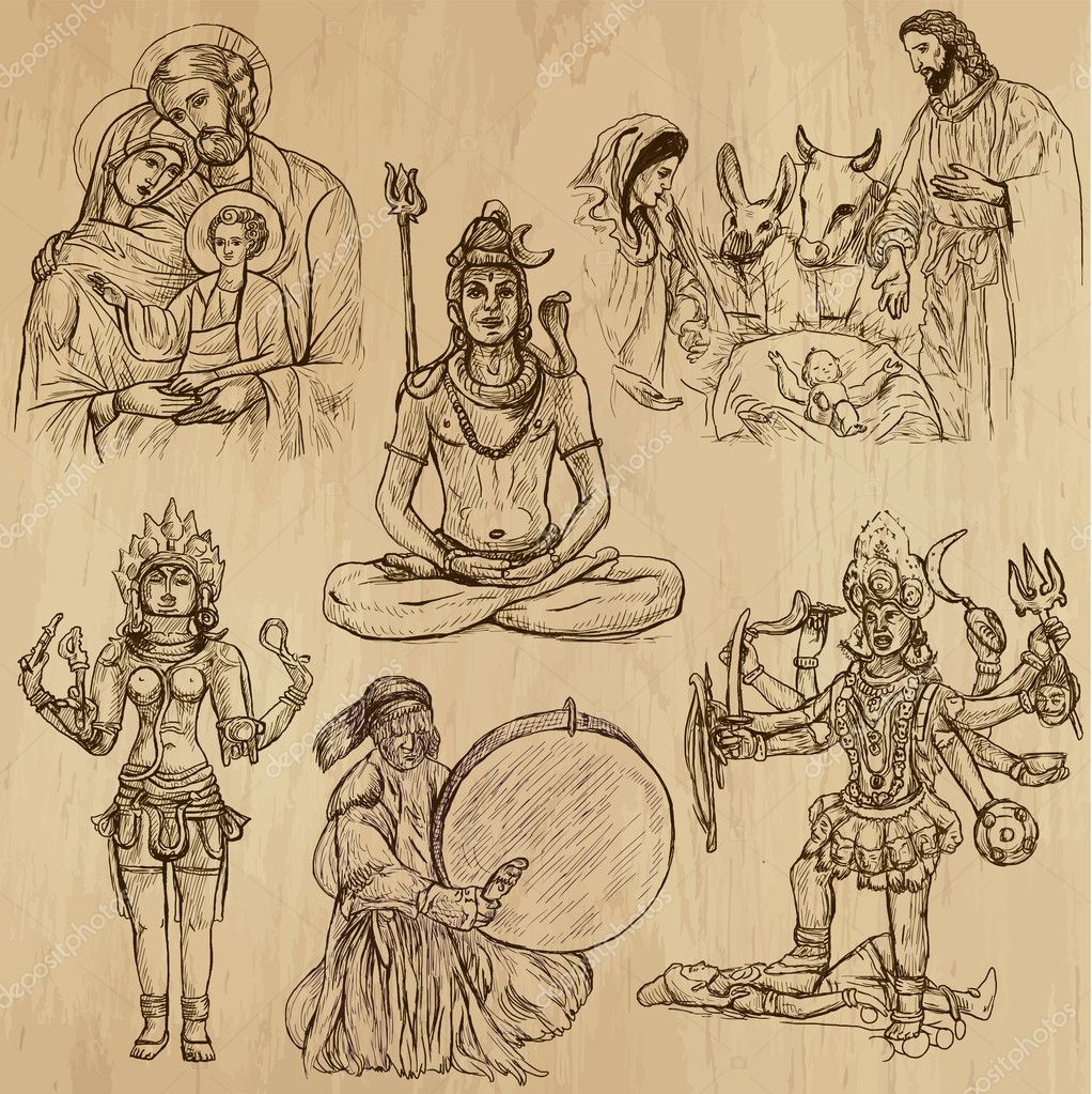 Religious no.12 - Vector pack, hand drawings Stock Vector Image by ...