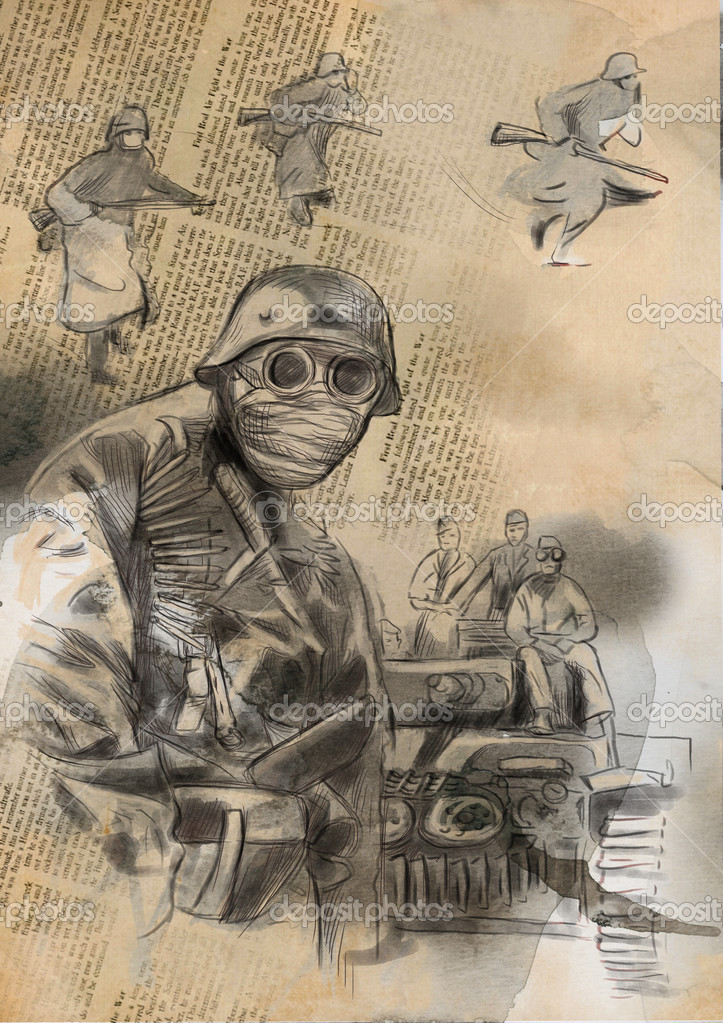 Soldier in mask - An hand drawn illustration Stock Illustration by ...