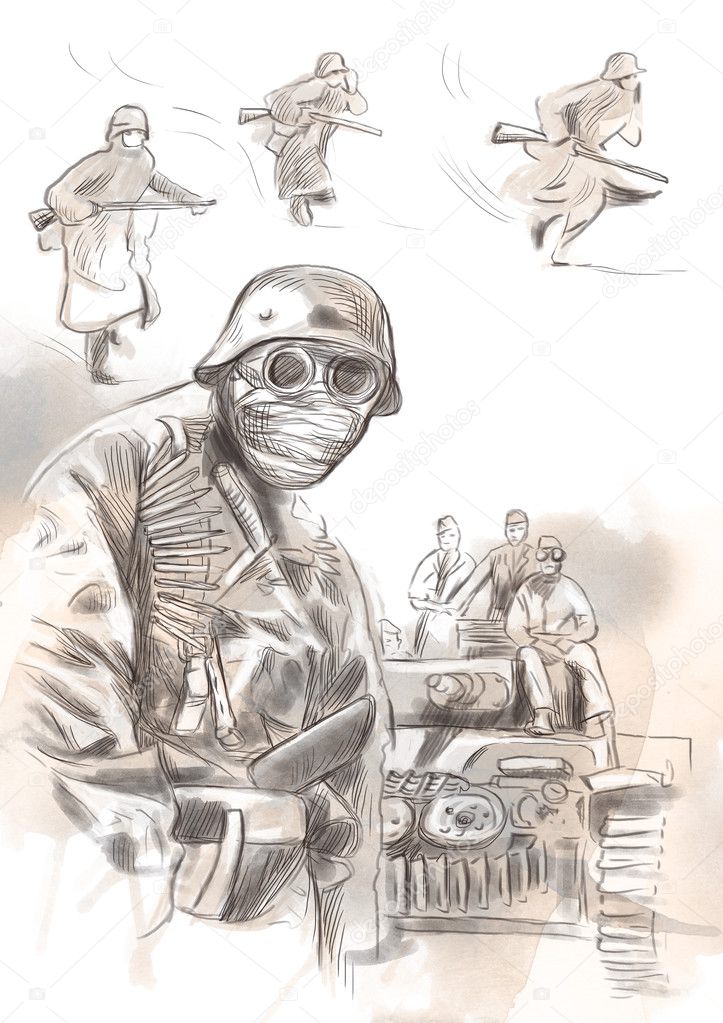 Soldier in mask - An hand drawn illustration Stock Photo by ©kuco 51127867