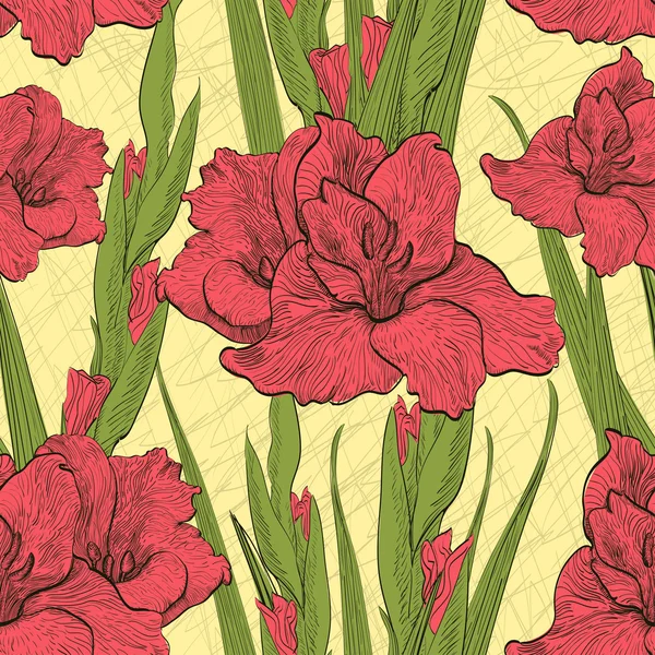Seamless retro pattern with hand-written flowers - Stock Image - Everypixel
