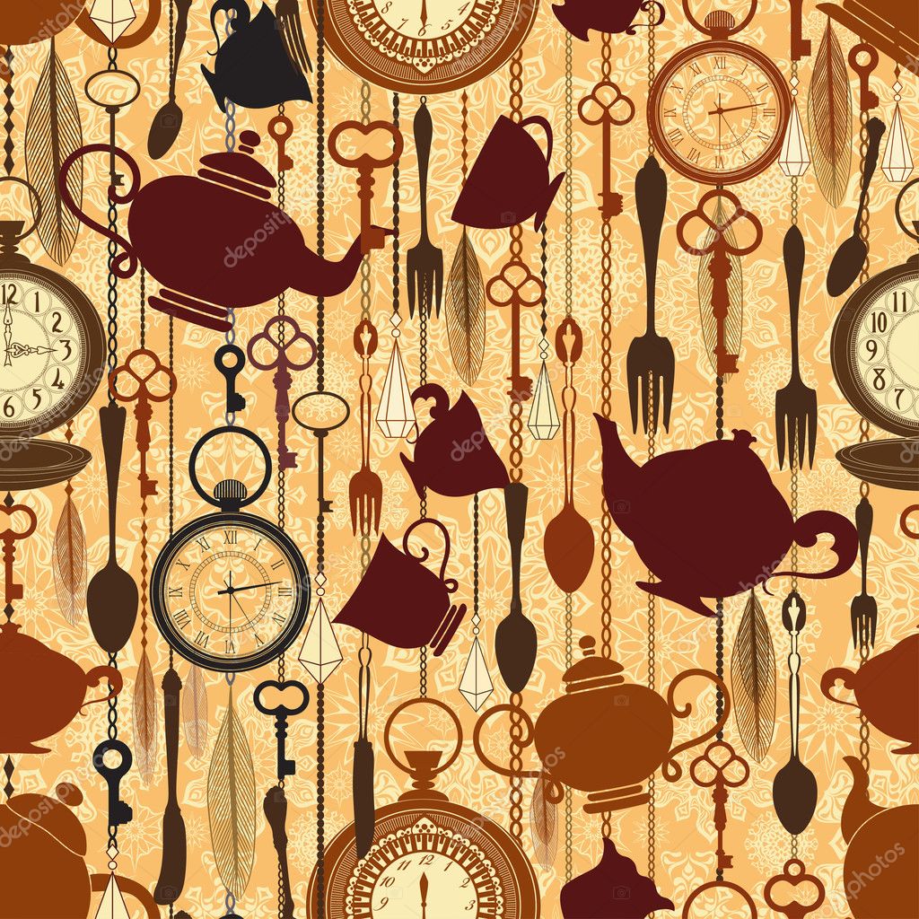 Vintage seamless tea time pattern Stock Vector by ©0mela 20235869