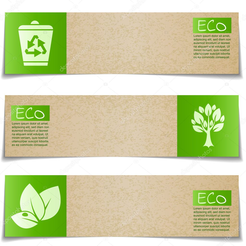 Eco banners with green signs on white background Stock Vector Image by ...