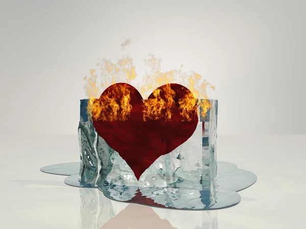 Heart on fire melting ice Stock Photo by ©rlffimageso 33541173