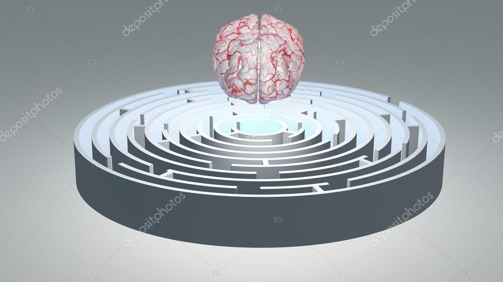 Cerebro humano se cierne sobre el laberinto circular 2025