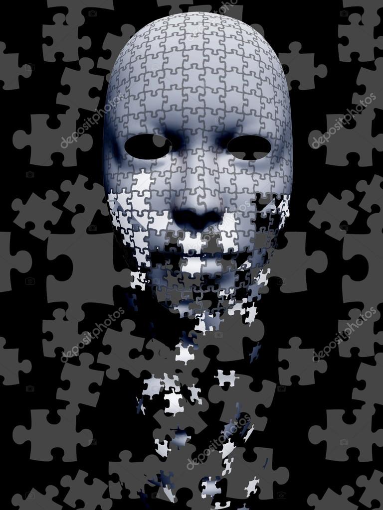 Puzzle falling mask composition — Stock Photo © rolffimages #26953259