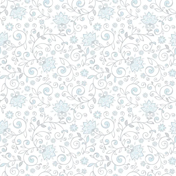 Ornamental floral seamless pattern. Delicate light blue and grey ...