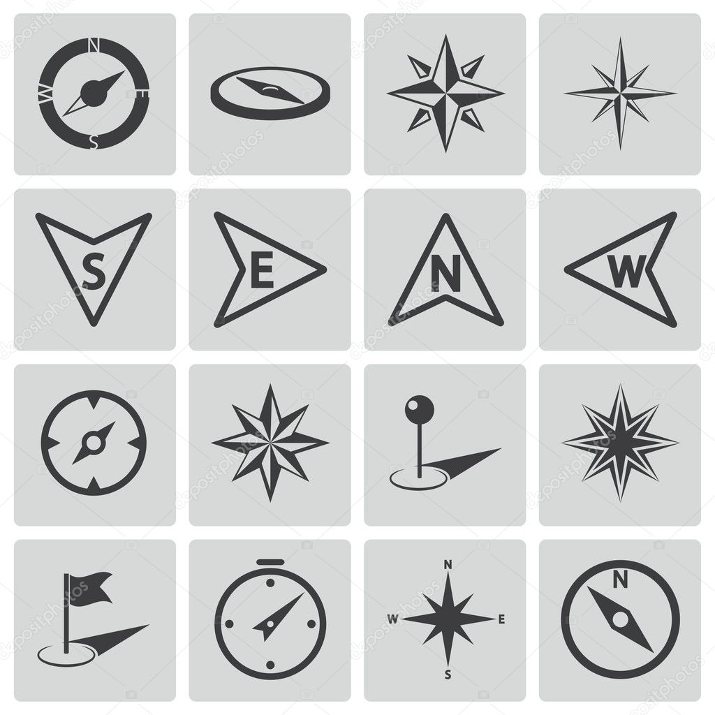 Vector black compass icons set Stock Vector Image by ©skarin1 #32179499