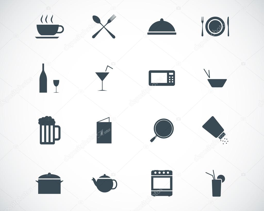 Conjunto de iconos de comida negra vectorial Vector de stock por ...