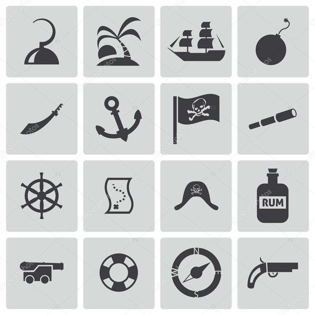Vector black pirates icons set ⬇ Vector Image by © skarin1 | Vector ...