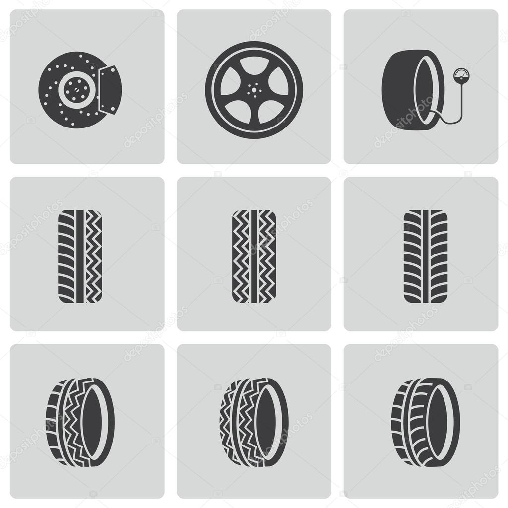 Vector black tire icons set Stock Vector by ©skarin1 33871701