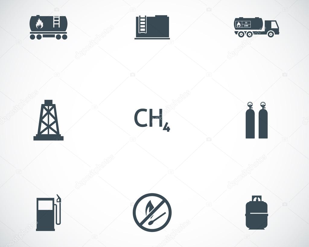 Conjunto de iconos de gas natural negro vectorial Vector de stock ...
