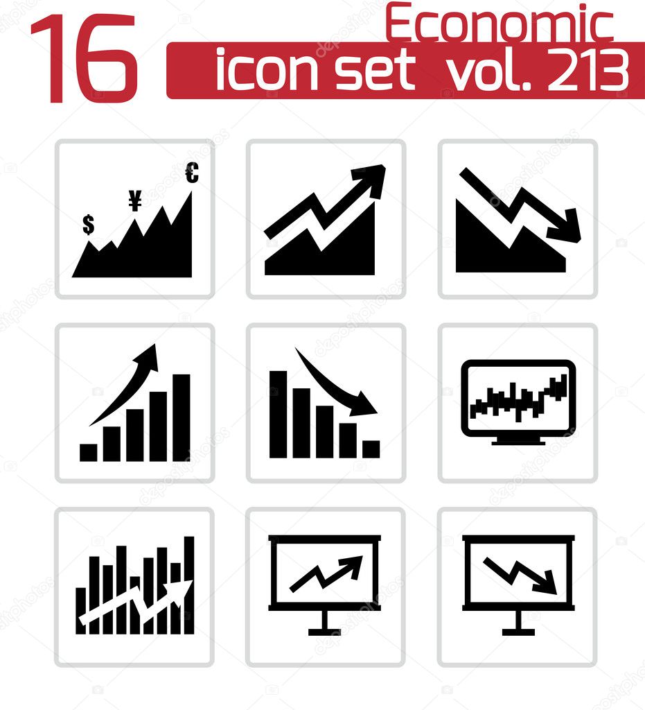 Vector black economic icons set Stock Vector Image by ©skarin1 #35931563