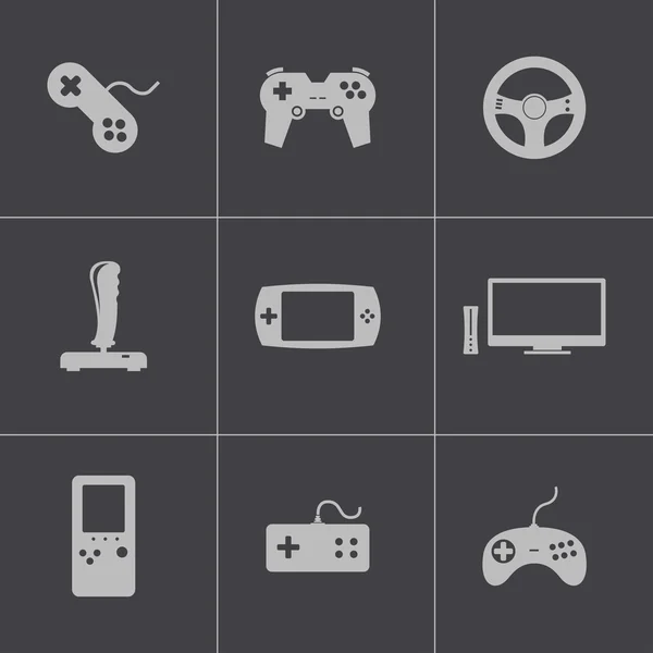 Vector set of icons game consoles, joysticks and digital playing ...
