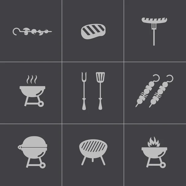 Vector black barbecue icons set on gray — Stock Vector © bioraven #37789613 Vector black barbecue icons set on gray — Stock Vector © bioraven #37789613