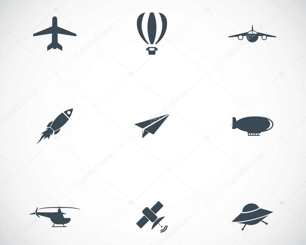 Vector black airplane icons set Stock Vector Image by ©skarin1 #37665749