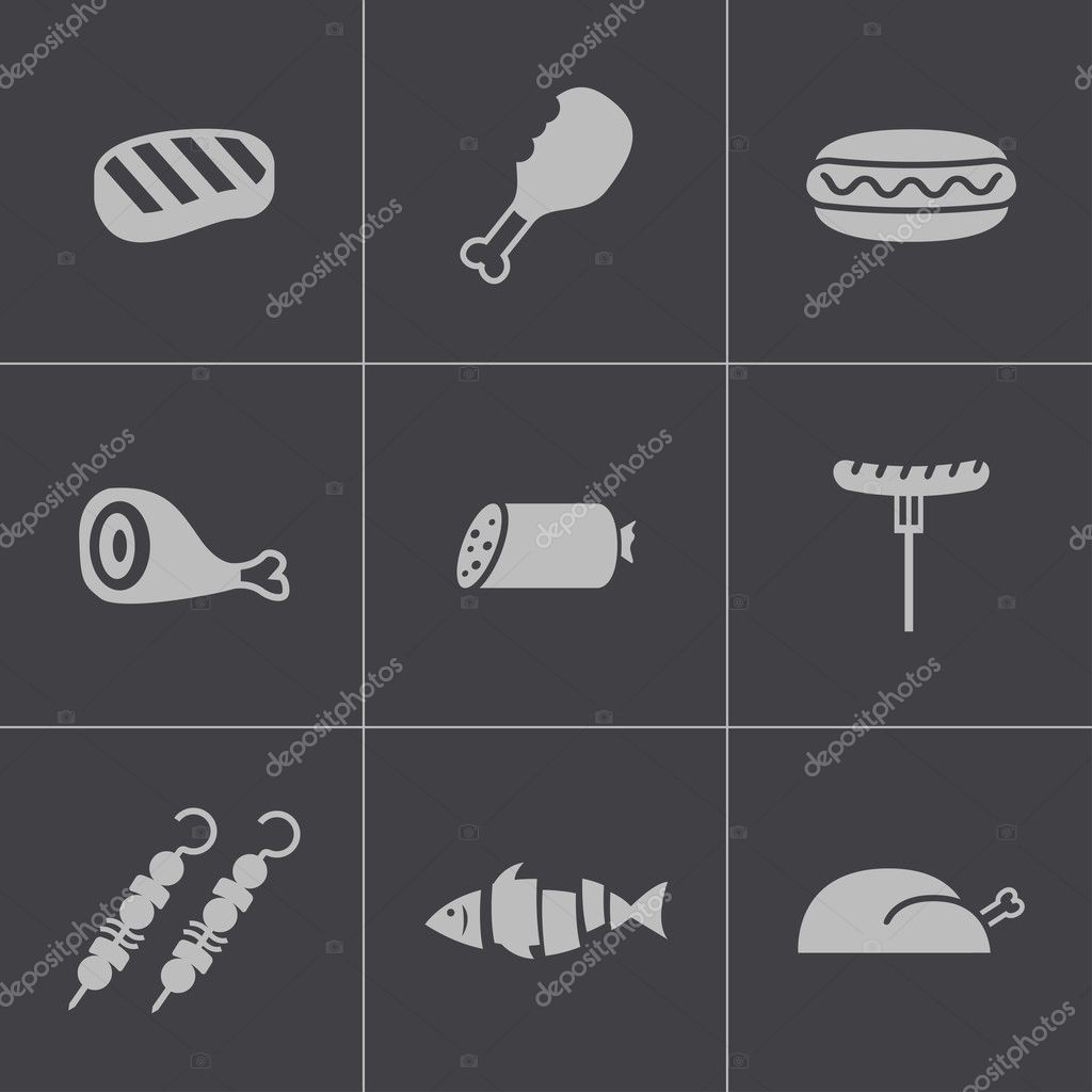 Vector black meat icons set Stock Vector Image by ©skarin1 #37842833