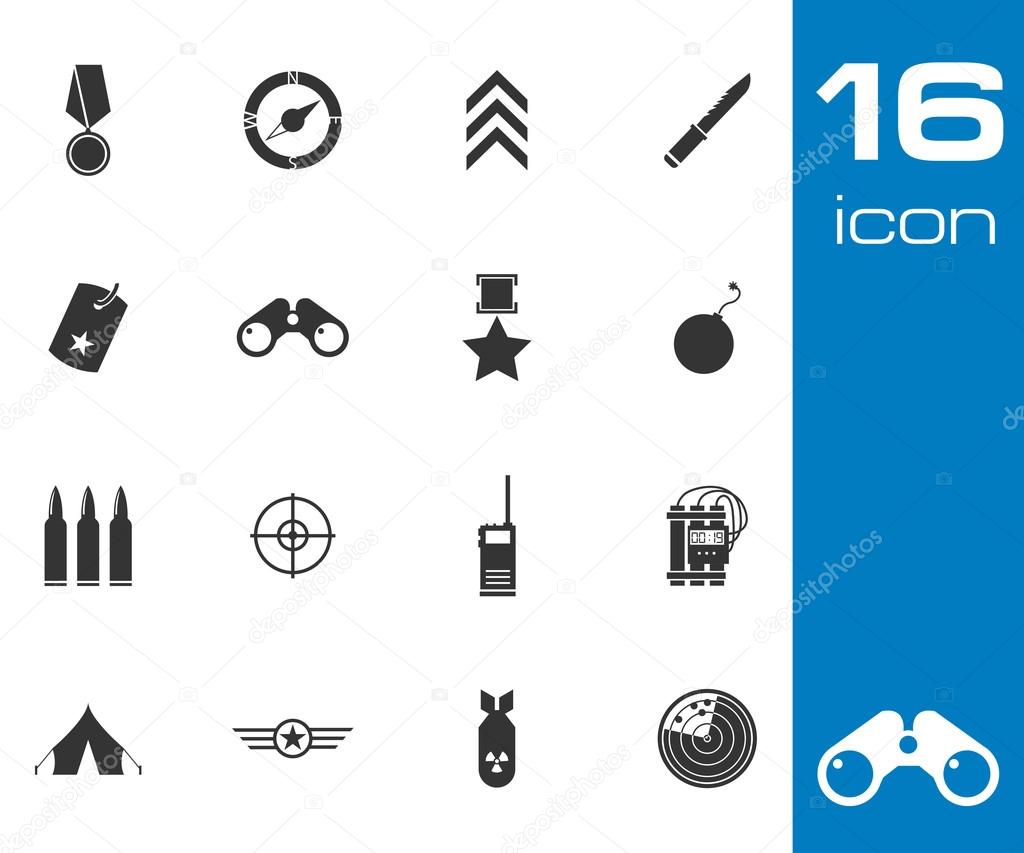 Vector black military icons set Stock Vector by ©skarin1 40292777
