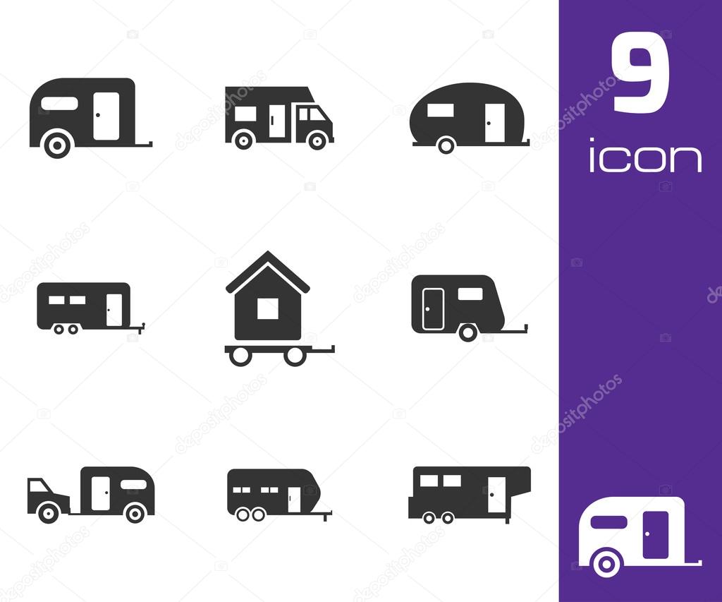 Vector black trailer icons set Stock Vector Image by ©skarin1 #40946333