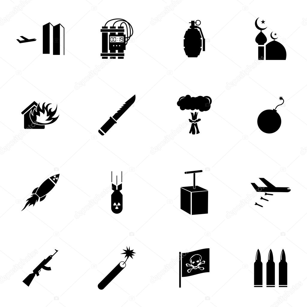 Vector black terrorism icons set Stock Vector Image by ©skarin1 #44353345