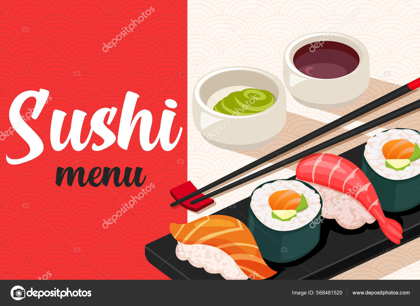 Japanese Restaurant Menu Template Illustration Sushi Menu Stock Vector ...