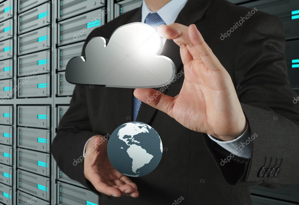 A Cloud Computing diagram on the new computer interface — Stock Photo ...