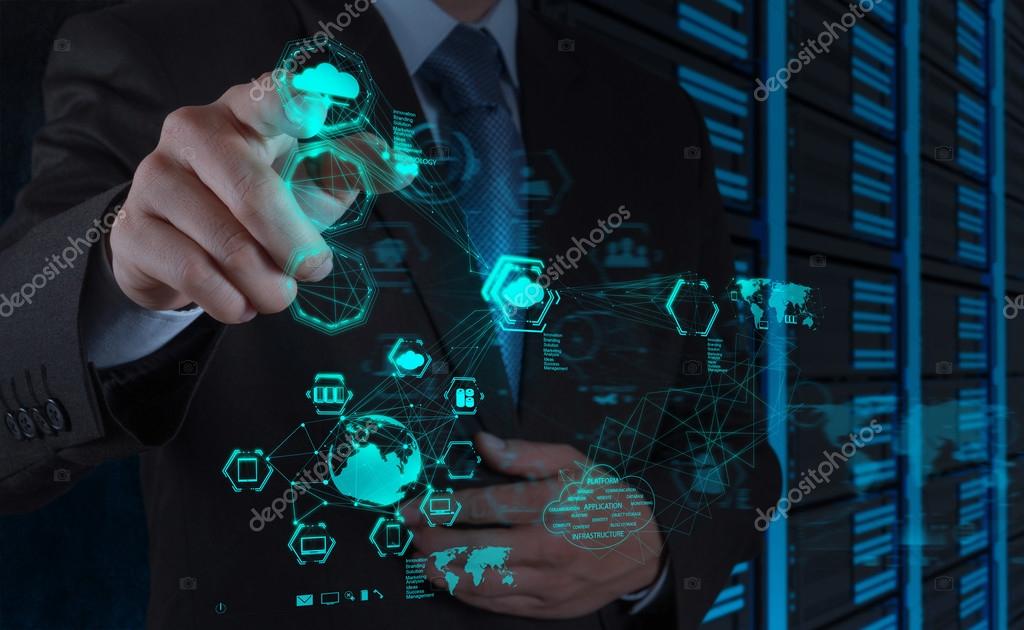 Businessman hand working with a Cloud Computing diagram — Stock Photo ...