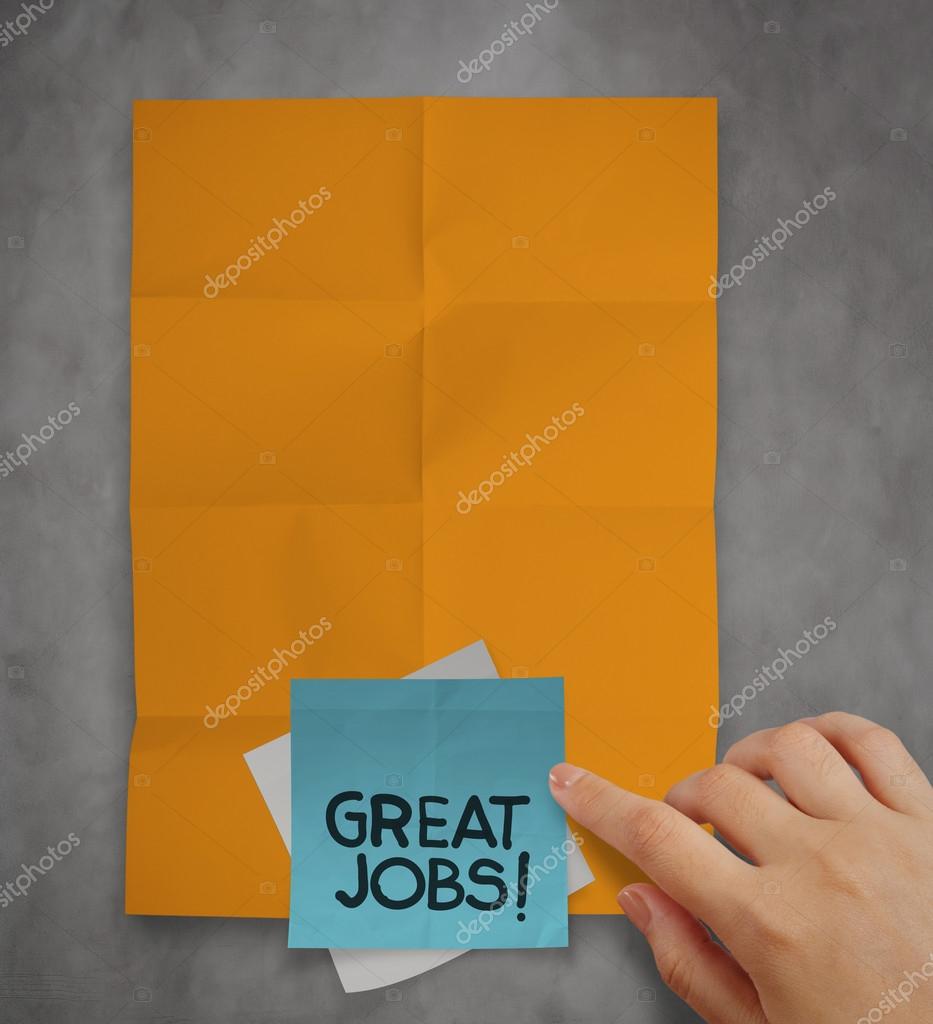Great job sticky notes on recycle crumpled paper background as c ...