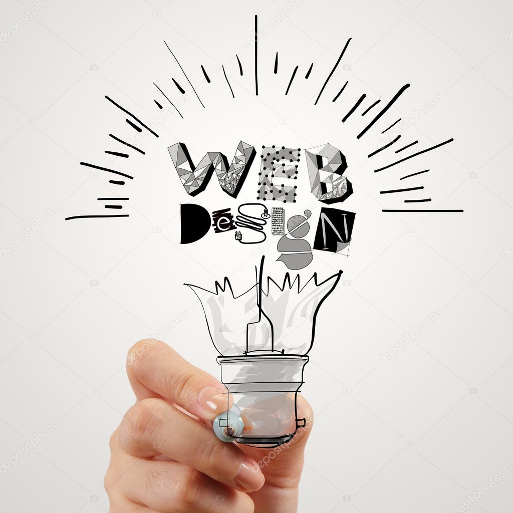 Light bulb design drawing | Hand drawing light bulb and WEB DESIGN word ...