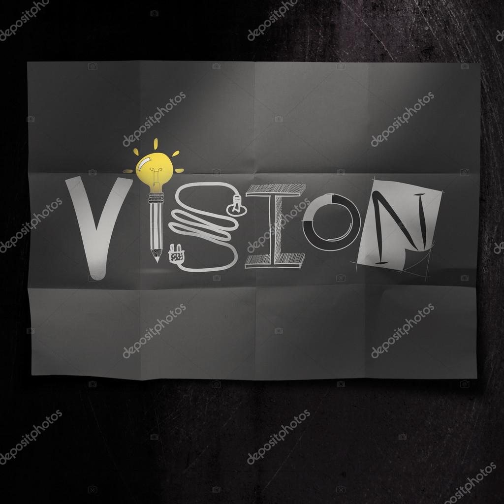 Hand drawn VISION design word on crumpled paper background as c Stock ...