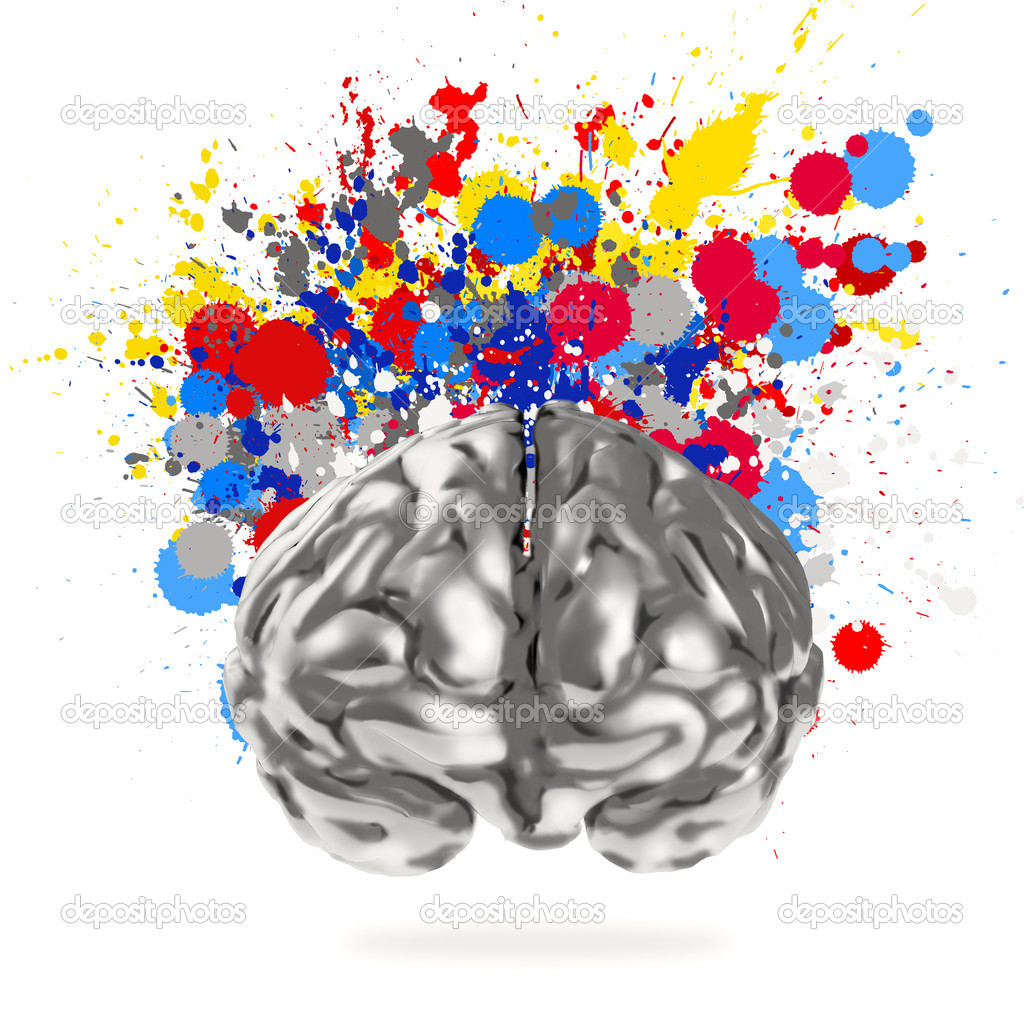 Creativity 3d metal human brain with splash colors background as Stock ... Creativity 3d metal human brain with splash colors background as Stock ...