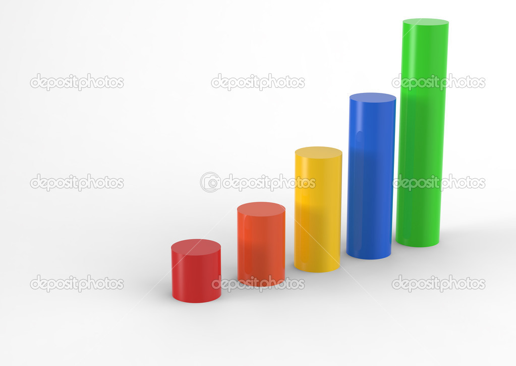 3D stapeldiagram och diagram tillväxt som begrepp — Stockfotografi ...