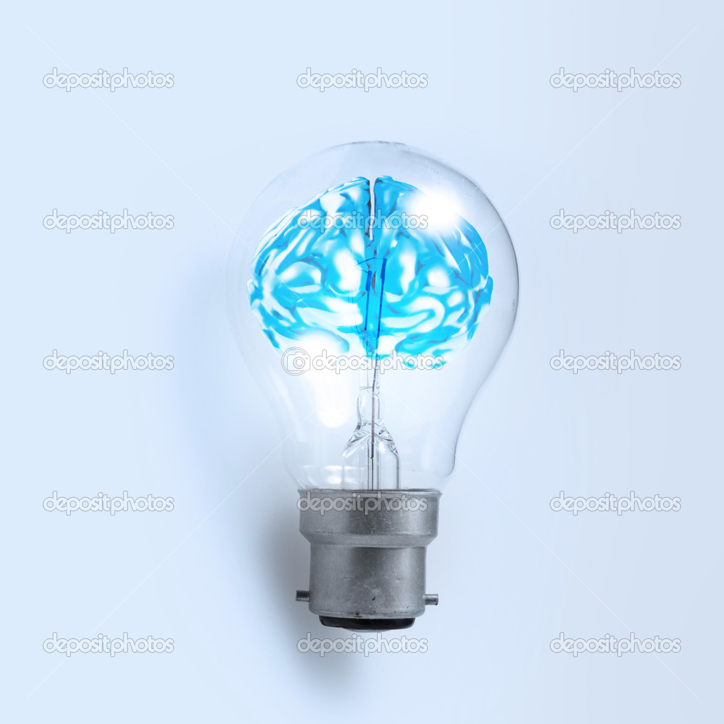 3d metal human brain in a light bulb as creative concept — Stock Photo ... 3d metal human brain in a light bulb as creative concept — Stock Photo ...