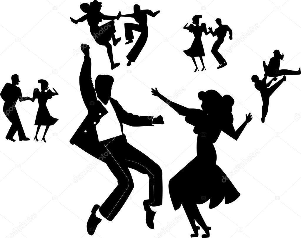 Rock and roll dancers — Stock Vector © retroartist #19186315