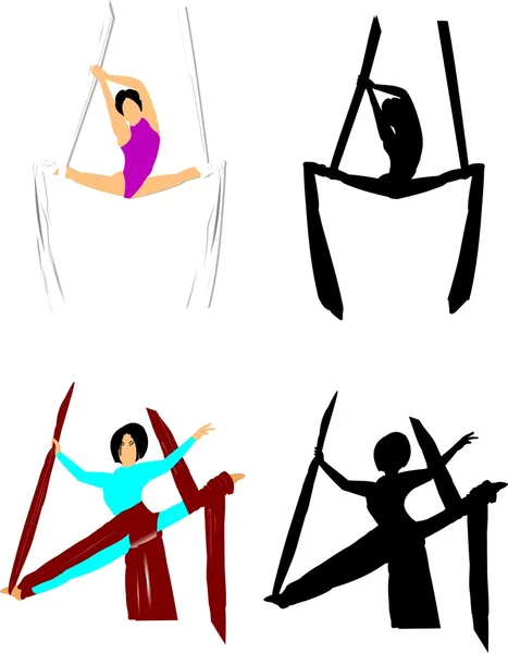 Silk aerial dancers — Stock Vector © retroartist #28860253