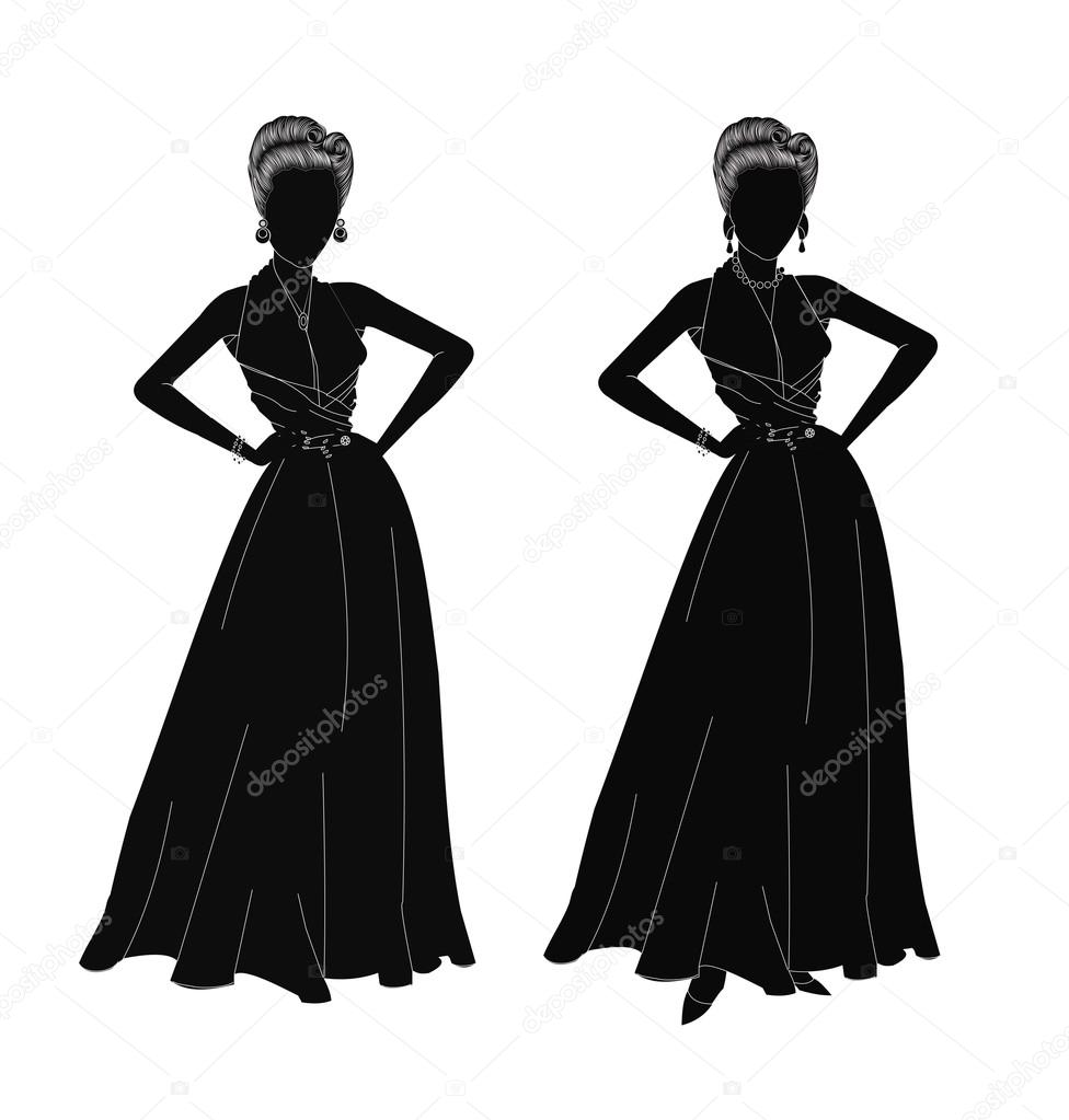 Ladies in silhouette — Stock Vector © retroartist #34840065
