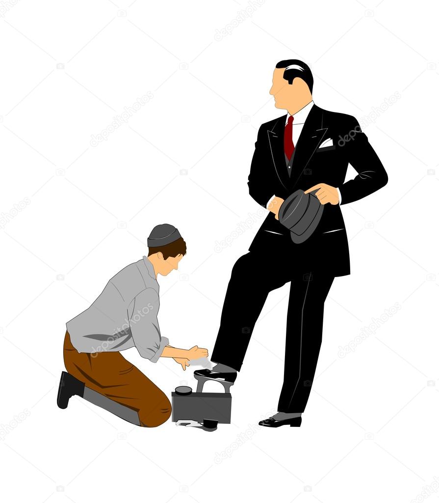 Blackie shining shoes — Stock Vector © retroartist #35422615